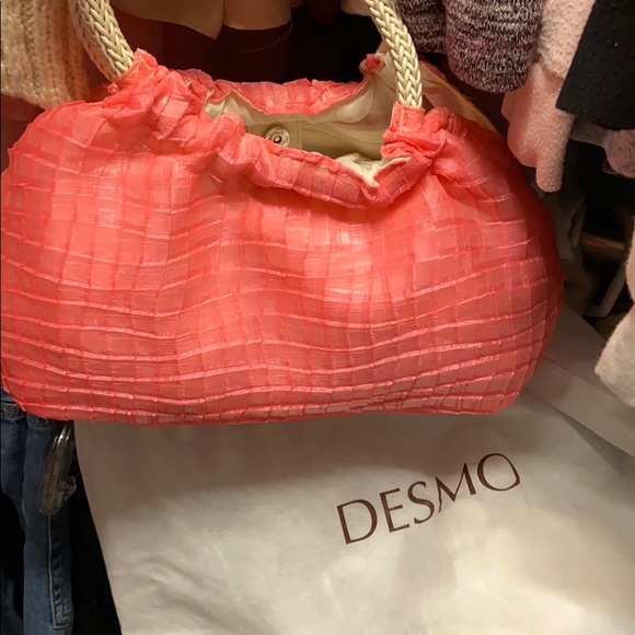 Desmo | Bags | Desmo Pink Textured Handbag W Rope Woven Handles | Poshmark